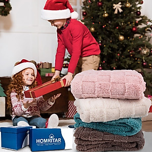 Baby Blanket for Girls Super Soft Double Layer Minky with Dotted Backing 3D Fleece Fluffy Fuzzy Baby Blanket with Chessboard Grid Design