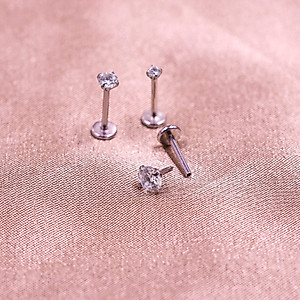 CHARMONLINE Top Push in Threadless 316L Surgical Steel Flat Back Stud for Nose Heart CZ Lip Stud Bone Studs Nose Piercing Jewelry for Women Men…