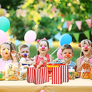 Dianelhall 28 Pcs Red and White Striped Bag Circus Carnival Treat Bags Party Favor Gift Stripes Candy Goodie Kraft Paper for Christmas Valentines Birthday