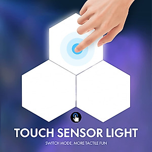 IFTHFOUR Hexagon Wall Lights, Modular, Touch-Sensitive and Remote-Controlled DIY Colorful LED Lamp with USB-Power, Used in Bedroom Living Room Game Room Party Decoration