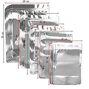 Resealable Mylar Bags Stand Up Food Storage Aluminum Foil Bags 50 Pack Reusable Pouches 5 Different Sizes for Beans Coffee Cookie Snack Food Dried Flowers Tea