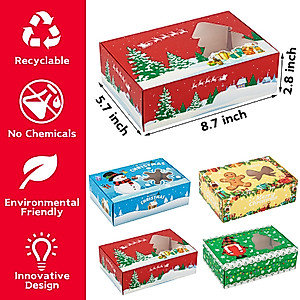 MISS FANTASY Christmas Cookie Gift Boxes - Frosted Holiday Containers with Window for Cookie Exchange, Candy Treats - 20 Pack