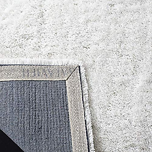 SAFAVIEH South Beach Shag Collection Accent Rug - 2' x 3', Snow White, Handmade, 1.8-inch Thick Ideal for High Traffic Areas in Entryway, Living Room, Bedroom (SBS562A)