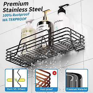 Adhesive Shower Caddy Organizer Shelves Rack-5 Pack Corner Bathroom Storage Organization, Home & Kitchen Decor Inside RV Accessories, Hanging First Apartment Household Camper Essentials (black)