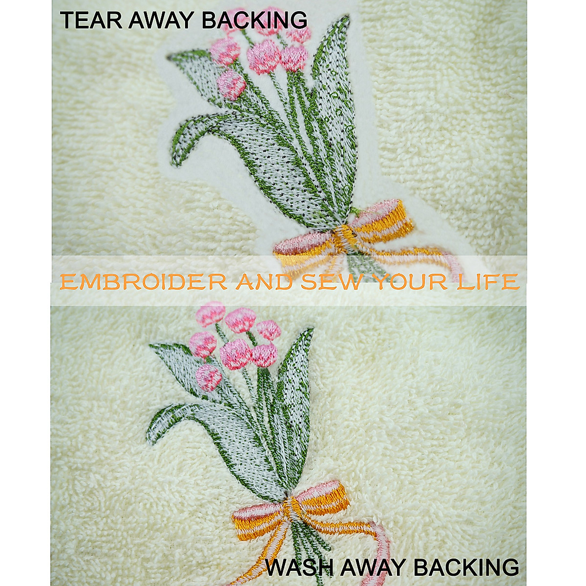 New brothread Wash Away - Water Soluble Machine Embroidery Stabilizer Backing & Topping 10" x 3 Yd roll - Light Weight - Cut into Variable Sizes for Machine Embroidery and Hand Sewing