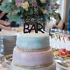 MFULHUBA Passed the Bar Cake Topper, Future Lawyer, Funny Lawyer Grad Cake Decor, Law School Survivor 2024 Graduation Party Decorations Black Glitter