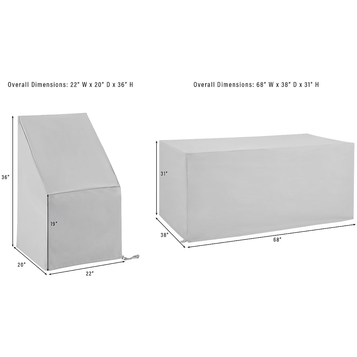 Crosley Furniture Patio Furniture Covers, Waterproof 7-Piece Cover Set for Dining, Outdoor Table and Chairs, Gray