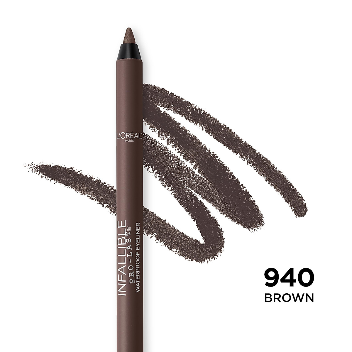 L’Oréal Paris Makeup Infallible Pro-Last Pencil Eyeliner, Waterproof and Smudge-Resistant, Glides on Easily to Create any Look, Brown, 0.042 oz.