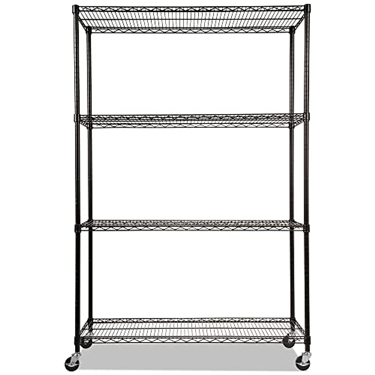 Alera NSF Certified 4-Shelf Wire Shelving Kit with Casters, 48w x 18d x 72h, Black