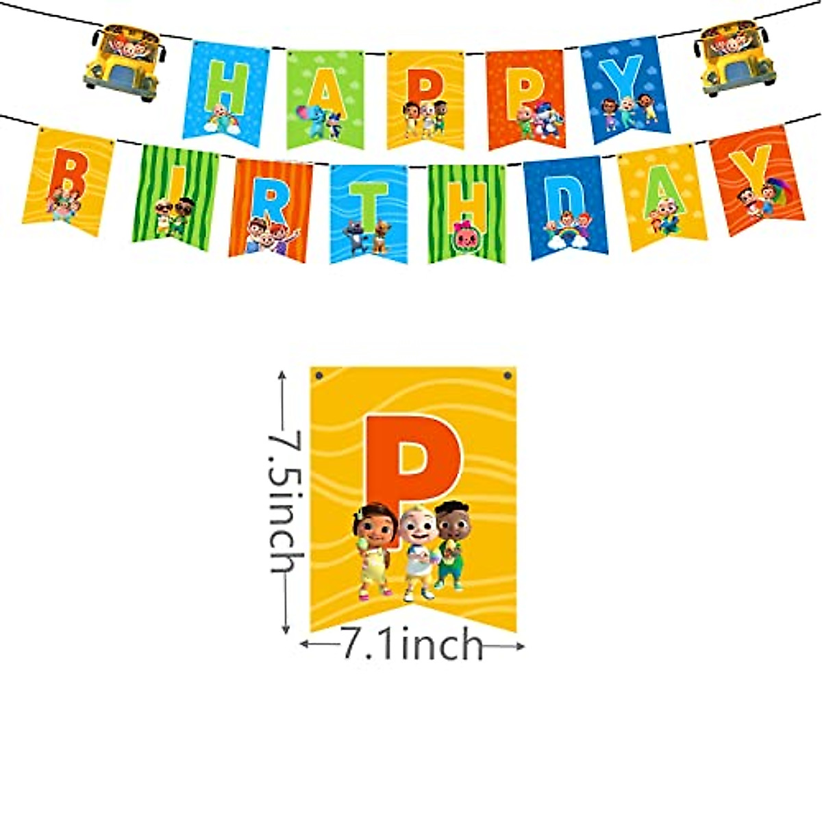 JJ Birthday Decorations Supplies 1* Happy Birthday Banners 12*Cartoon Coco JJ Melon Hanging Swirls Ceiling Ribbons Party Decorations,Kids Boys and girls for birthday party supplies Happy Theme Decor