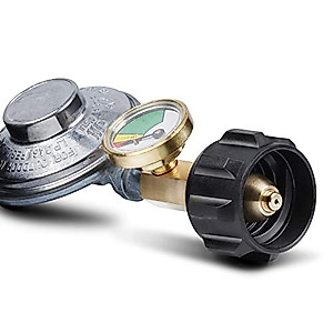 GasSaf 6FT Propane Regulator with Hose, Gas Grill Regulator and Gauge for Most LP Gas Grill, Heater and Fire Pit Table - 3/8 Female Flare Nut