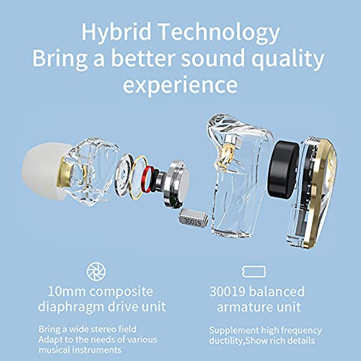 KZ SK10 1DD Bluetooth 5.2 Earbuds Wireless Earphones Wireless Earbuds for Women Girls Earphones Hybrid Drivers Noise Cancelling Earbuds Games Wirelss in Ear Headphones with Built-in Microphone (Pink)