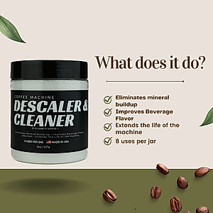 Elizabeth Samuel Descaler and Cleaner (8 Uses Per Jar) - Made in the USA - Universal Descaling Solution for Keurig, Nespresso, Delonghi and All Single Use Coffee and Espresso Machines