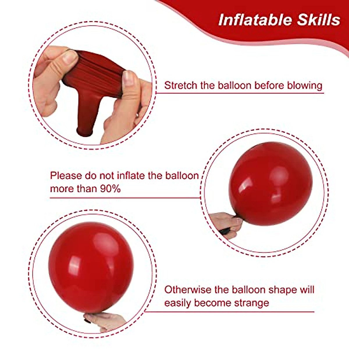 RUBFAC 116pcs Ruby Red Balloons Different Sizes Pack of 36 18 12 10 5 Inch for Garland Arch Dark Red Extra Large Balloons for Birthday Wedding Party Decoration