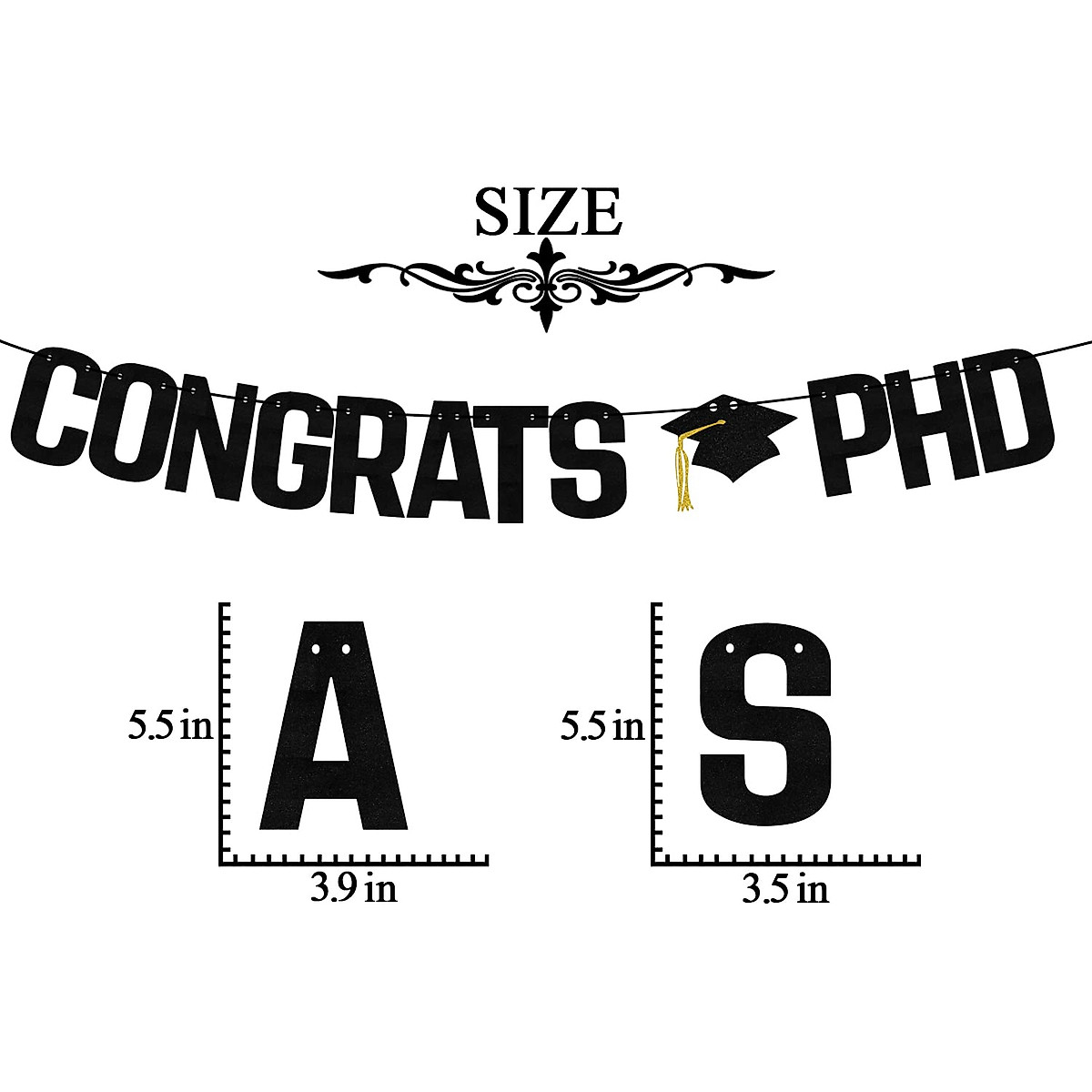 Congrats PHD Banner Black Gold Glitter, PHD Graduation Banner, Congrats Doctor Banner, Senior Class of 2022 Banner, You Phdid It Banner, Congrats PHD Graduation Party Decorations