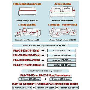 Shukii Stretch Couch Covers Sofa Covers Slipcovers for 4 Cushion Couches Geometry Printed Slipcovers Fitted Furniture Protector Couch Cover with 1 Pillowcases (4-Seater 87-112 inch)