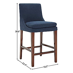 Amazon Brand – Stone & Beam Elise Upholstered Counter-Height Barstool, 38.6"H, Midnight Blue
