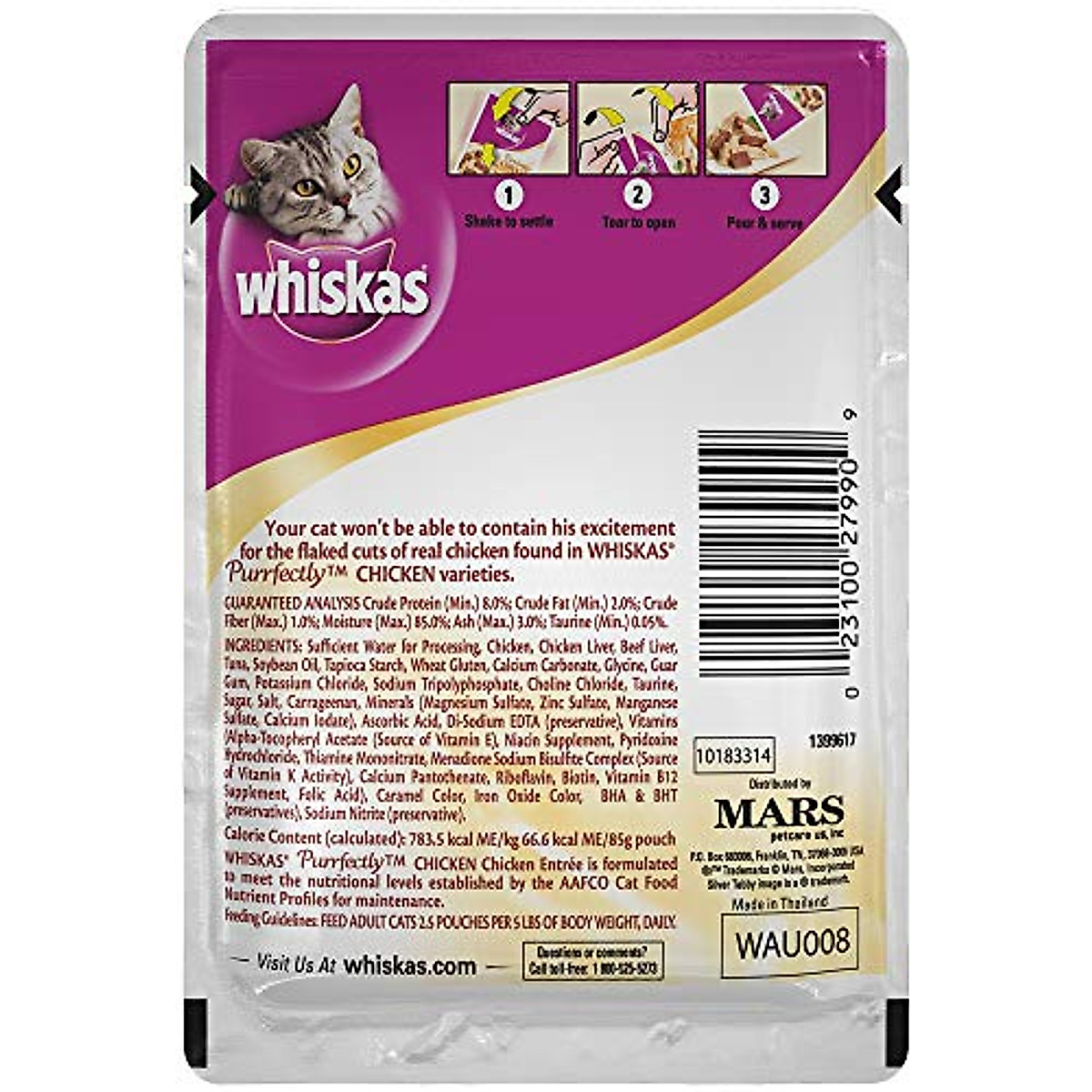 WHISKAS PURRFECTLY Chicken Wet Cat Food Chicken Entree Flavor 3 Ounces (Pack of 24)