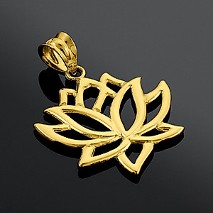 10k Yellow Gold Lotus Flower Pendant