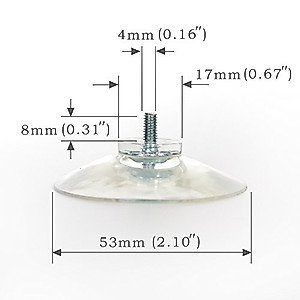 M4 Diameter 5.3 CM Strong Transparent Screw Suction Cup Hook 5 Piece/Pack,Cap Nut,(Recommended)