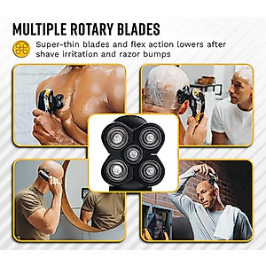 Head Shaver for Bald Men, Water-Resistant, Replaceable Head, Rechargeable, Electric, Cordless, Ergonomic, Bald Buddy