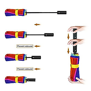 Lejorain Large Golf Umbrella Windproof - Oversized 54inch Double Layer Rainbow 10Ribs Folding Travel Umbrella Compact Auto Open Close for Rain Women/Men
