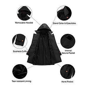 CREATMO US Plus Size Trench Coats for Women Coat Long Mid Length Relaxed-Fit Water-Resistant Black 4X