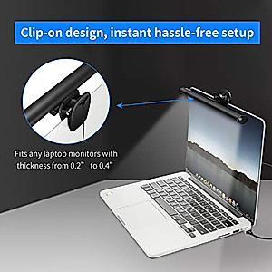 HIOUME Laptop Monitor Light Bar, USB e-Reading LED Task Lamp, 3 Adjustable Color Temperature, 10 Dimming Brightness Levels, No Screen Glare, Space Saving, Eye Health Care, Portable for Travel