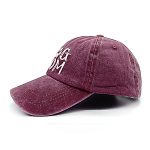 Waldeal Women's Embroidered Dog Mom Dad Hat Adjustable Washed Baseball Cap Burgundy
