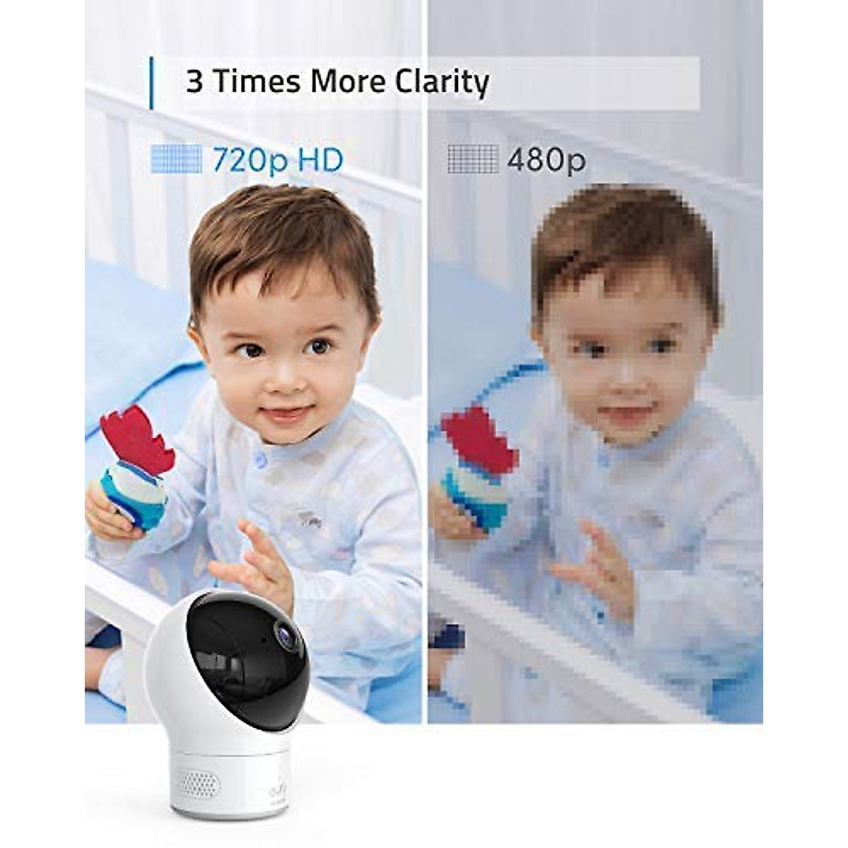 Add-on Baby Camera Unit, Baby Monitor Camera, eufy Security Video Baby Monitor, 720p HD Resolution, Ideal for New Moms, Easy to Pair, Night Vision, Long-Lasting Battery (Renewed)