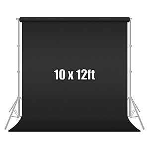Julius Studio 10 x 12 ft. Black Backdrop Background Screen, Superior 150GSM Density Fabric Material, Premium A+ Grade Silk Texture for Professional Photo Video Studio, Family Event, Party, JSAG120
