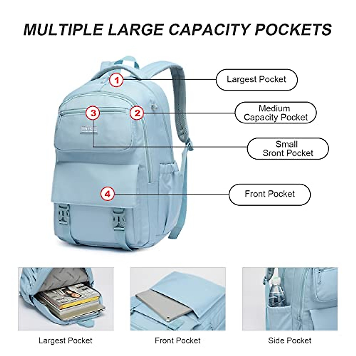 SUN EIGHT Backpack for Kids,Backpacks for School Light Backpack Suitable for Over 6 years old(Blue)