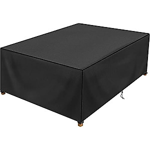 DUDSOEHO Patio Table Cover 100% Waterproof, 72x47x28 inch Outdoor Table Cover Rectangular, Patio Furniture Cover for Dinning Furniture, Picnic Coffee Tables Chairs and Sofas, Black