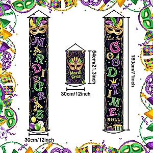 3 Pack Mardi Gras Decorations New Orleans Party Porch Sign Mardi Gras Hanging Banner Welcome Sign for Indoor Outdoor Masquerade Party Supplies
