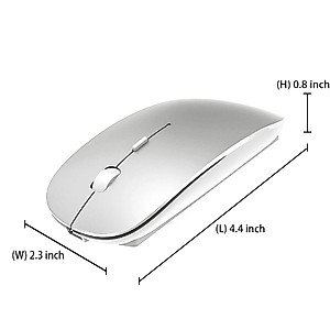 KLO Rechargeable Bluetooth Mouse for MacBook/MacBook air/Pro/iPad, Wireless Mouse for MacBook/Laptop/Notebook/iPad/Chromebook/pc(Silver)