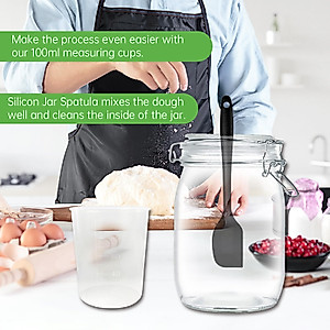 Sourdough Starter Jar Kit 2 Pack, 34 oz. Wide Mouth Sourdough Starter Kit for Sourdough Bread Baking Supplies, Reusable Glass Jars for Sour dough Starter with Thermometer, Silicone Jar Spatula, Labels