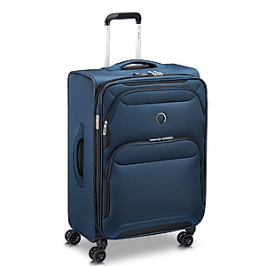 DELSEY PARIS Sky Max 2.0 Softside Expandable Luggage with Spinner Wheels 2 Piece Set, Blue (24 Inch/Duffle)