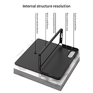 XIMAND for Samsung Galaxy Z Fold 5 5G Case with S-Pen Holder Pocket, Kickstand,Luxury Flip Plating Shockproof Glass Hybrid Leather All-Inclusive Flip Cover.(Grey)