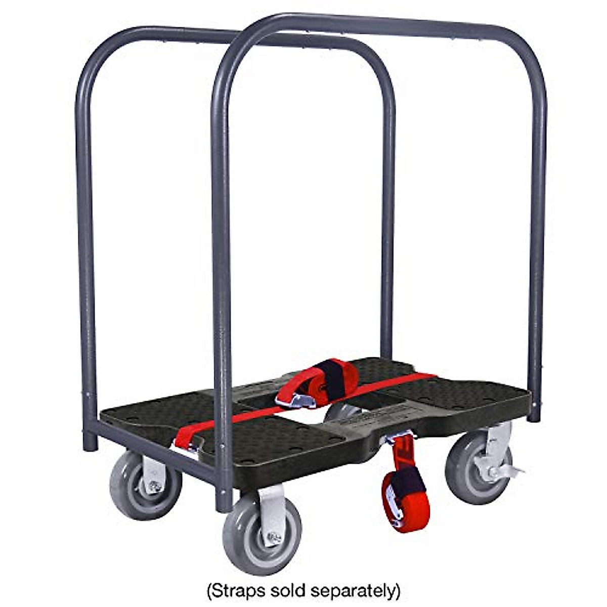 SNAP-LOC 1800 LB Super-Duty Panel CART Dolly Black with Steel Frame, 6 inch Casters, Panel Bars and Optional E-Strap Attachment