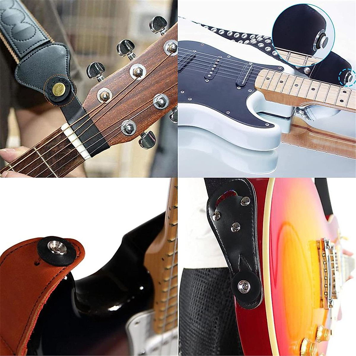 Miwayer Guitar Strap Locks Premium Strap Blocks Silicone Strap Locks Multiple Colour (8 pcs)