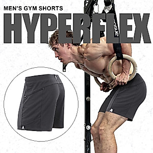 Anthem Athletics Hyperflex 5 Inch Men's Workout Shorts - Zipper Pocket Short for Running, Athletic & Gym Training - Volcanic Black G2 - Large