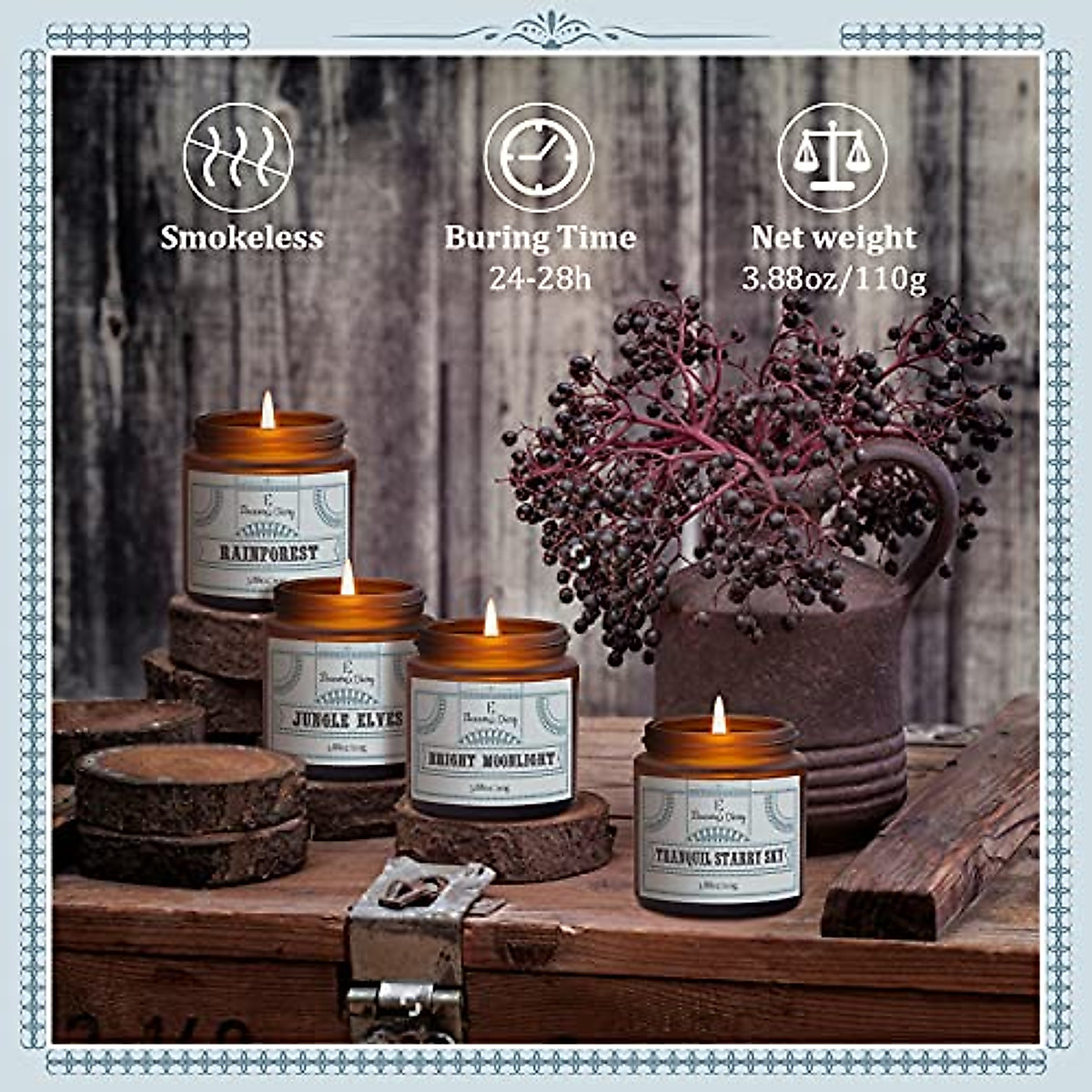 Scented Candles Gift Set, Eleanore's Diary Aroma Candles Easter Gifts for Women, Natural Soy Wax Handmade Aromatherapy Candle, Candles for Home Scented, Anniversary Birthday Bath Gifts