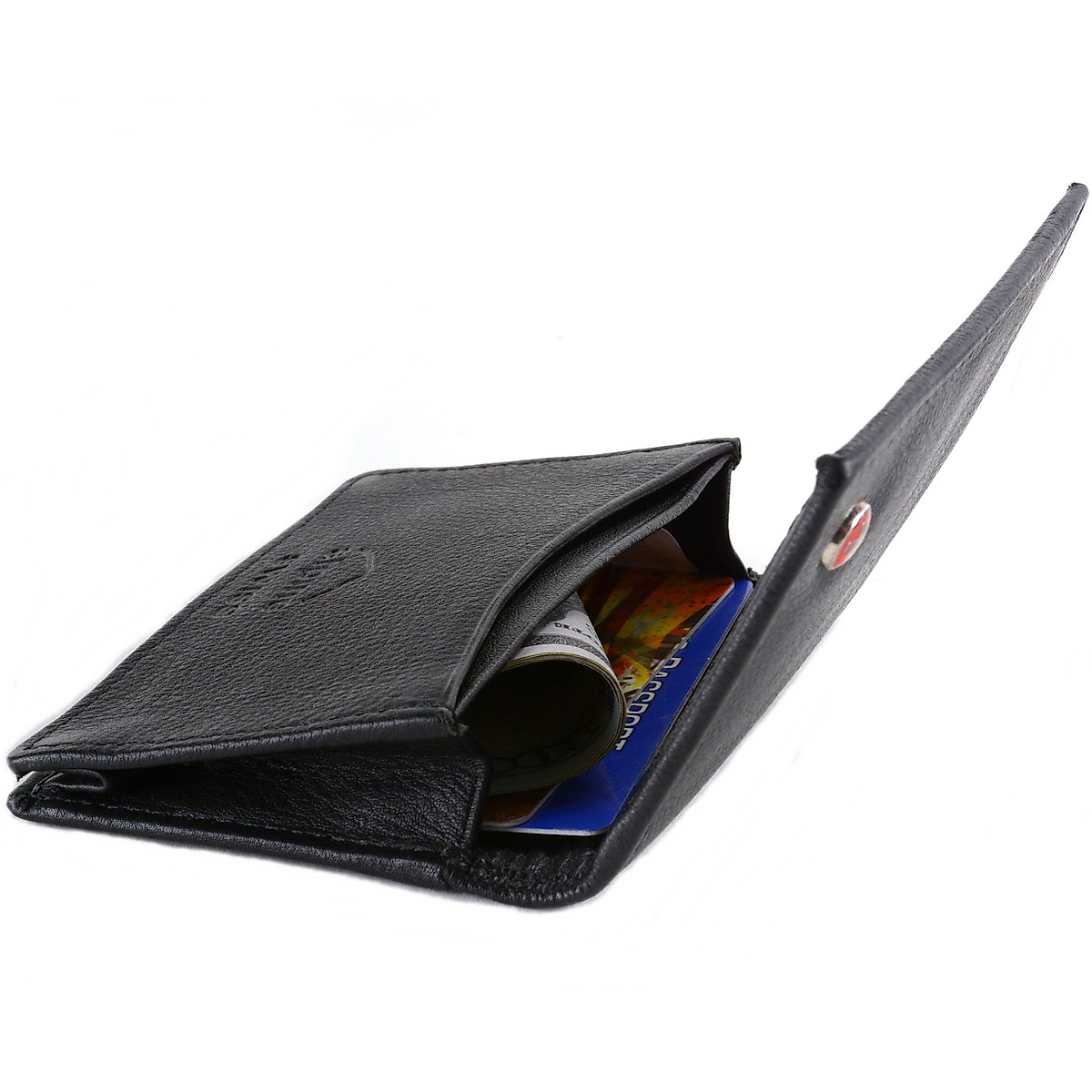 Alpine Swiss Classic Leather Business Card Wallet with ID Window - Expandable pocket - Thin Slim Billfold Credit Card Case