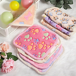 8 Pcs Small Animal Fleece Blanket Cage Liners Absorbent Guinea Pig Blanket Soft Guinea Pig Accessories Warm Pet Sleep Mat Paw Print Hamster Mat for Hamster Dog Rabbit Puppy Hedgehog (7.9 x 7.9 Inch)