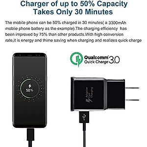 Samsung Charger Fast Charging with USB Type C Cable 6FT for Samsung Galaxy S10/S10e/S10 Plus/S9/S9 Plus/S8/S8 Plus/S20 S21 S22 Ultra/Note 8/Note 9/Note 10/A13/A03s/A32/A31/A30/A50/A51/A52/A53 (Black)