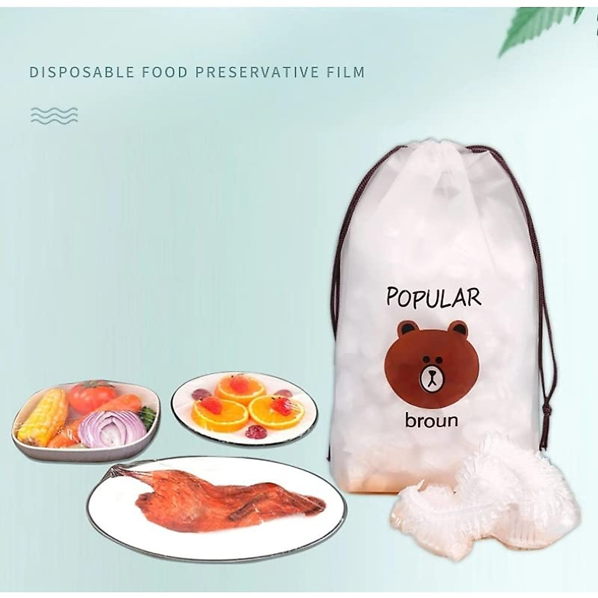 Fresh Stretch Fresh Keeping Bags PE Cling Film Bags Reusable Elastic Food Bowl Lids Kitchen Supplies for Food Fruit Vegetable Meat Preservation (200pcs)