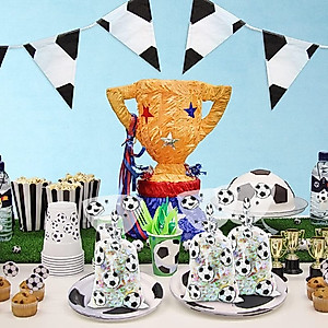 100 Pieces Soccer Goodie Bags, Football Treat Bags Party Favors Clear Candy Cello Bags with Sliver Twist Ties, Football Birthday Party Supplies for Boys Kids Team Gift Snack Bags