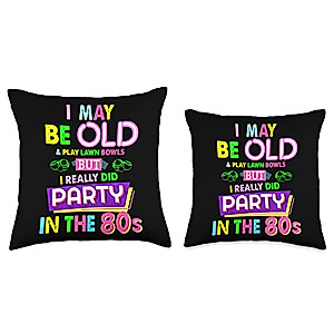Lawn Bowls Accessories For Men & Lawn Bowling Idea Outfit Idea for Women & Funny 80s Lawn Bowling Throw Pillow, 16x16, Multicolor