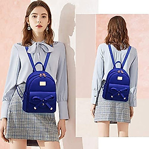 Girls Leather Mini Backpack Purse Cute Bowknot Fashion Small Backpack Purses for Teen Women, Hotpink