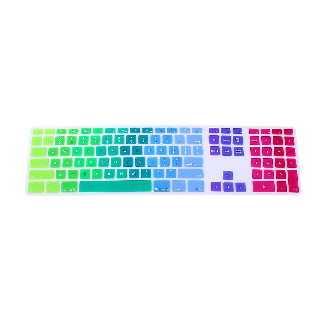 HRH Rainbow Silicone Keyboard Skin Cover for iMac Wired USB Full Size Keyboard with Numeric Keypad A1243(G6 MB110LL/B and MB110LL/A)